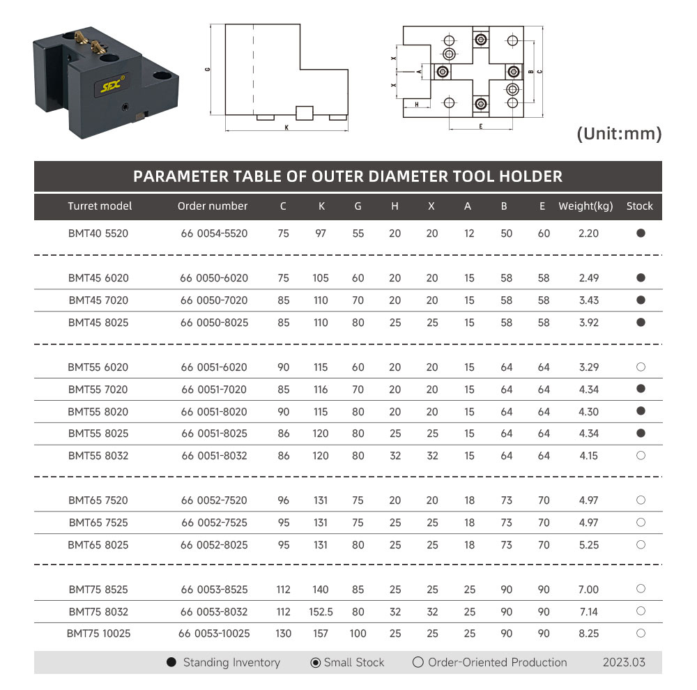 SFX BMT45/55 Outer Diameter CNC Lathe Tool Block