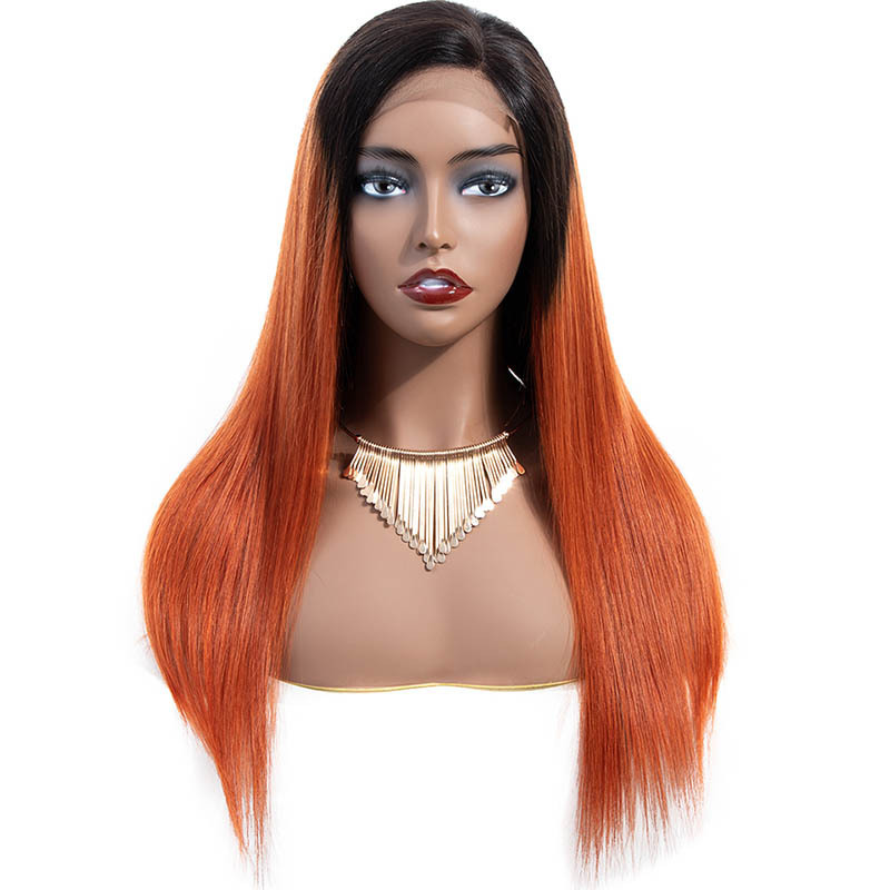 Straight T1B 350 Ombre Colored Wigs Remy Human Hair Lace Front Wig