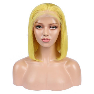 Straight Ginger Yellow Solid Colored Short BOB Wigs,Remy Hair Lace Wig