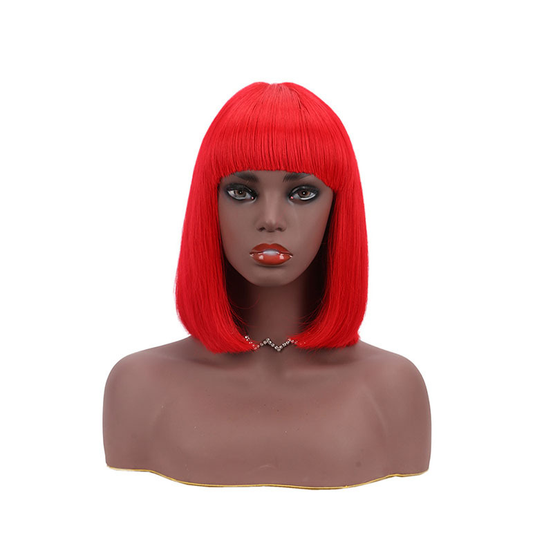 Straight Red Solid Colored Short BOB Wigs,Remy Hair Lace Wig