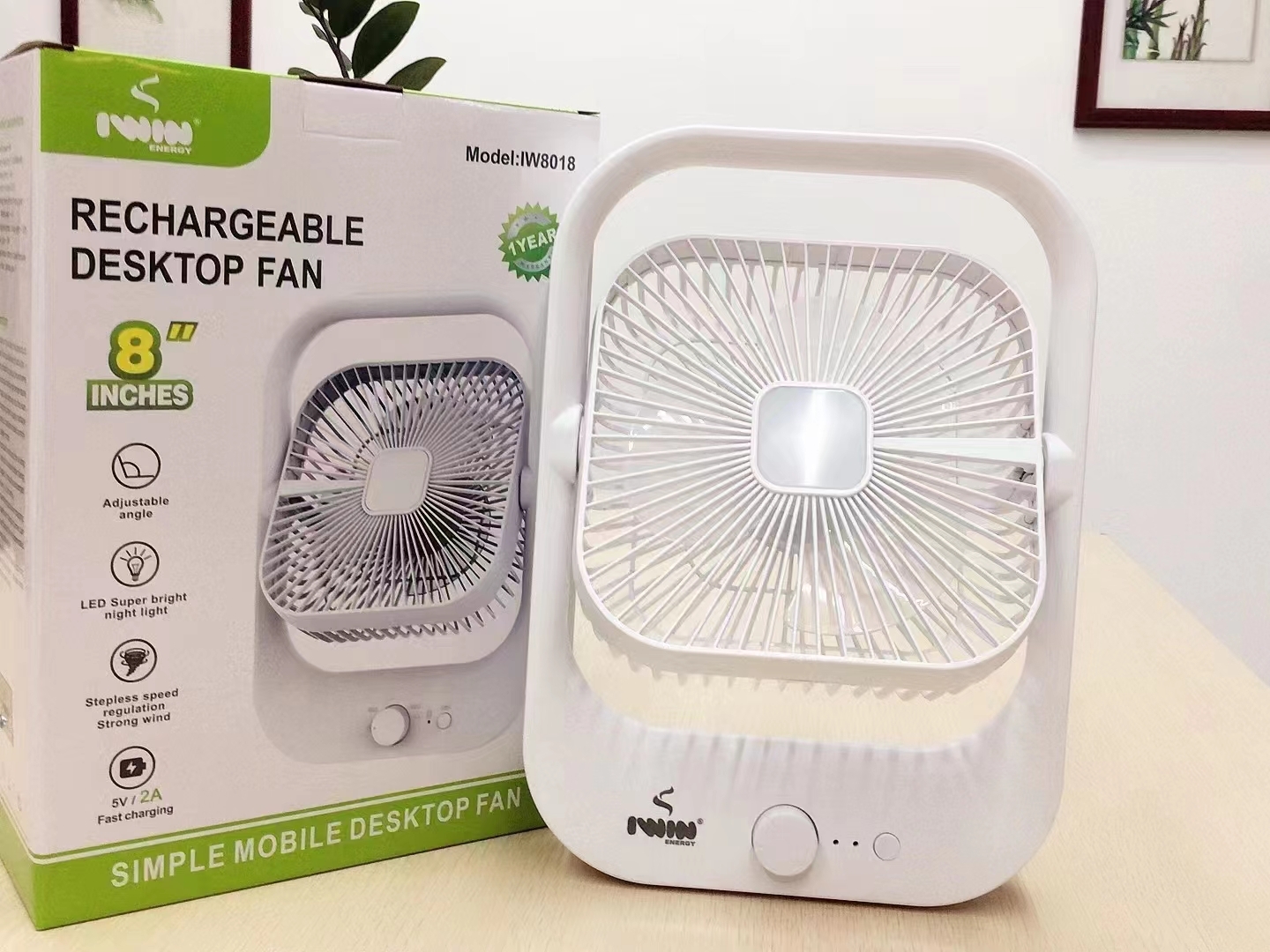 IWIN ENERGY IW-8018 8 inches AC&DC Solar Table Fan/Mini Fan