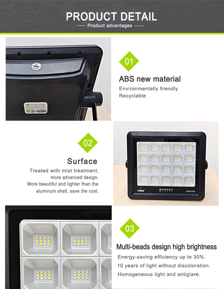 IWIN-F300w solar lights outdoor flood light Aluminum