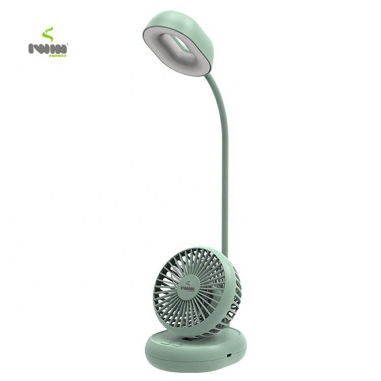 IWIN-8038 4" inch RECHARGEABLE MINI LED electric DESK LAMP FAN WITH 3 ...