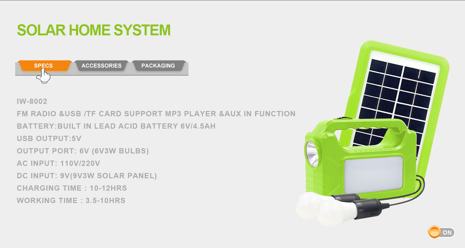 IWIN ENERGY IW-392 Small Solar Home System/ 6V4Ah Solar System/Portable ...