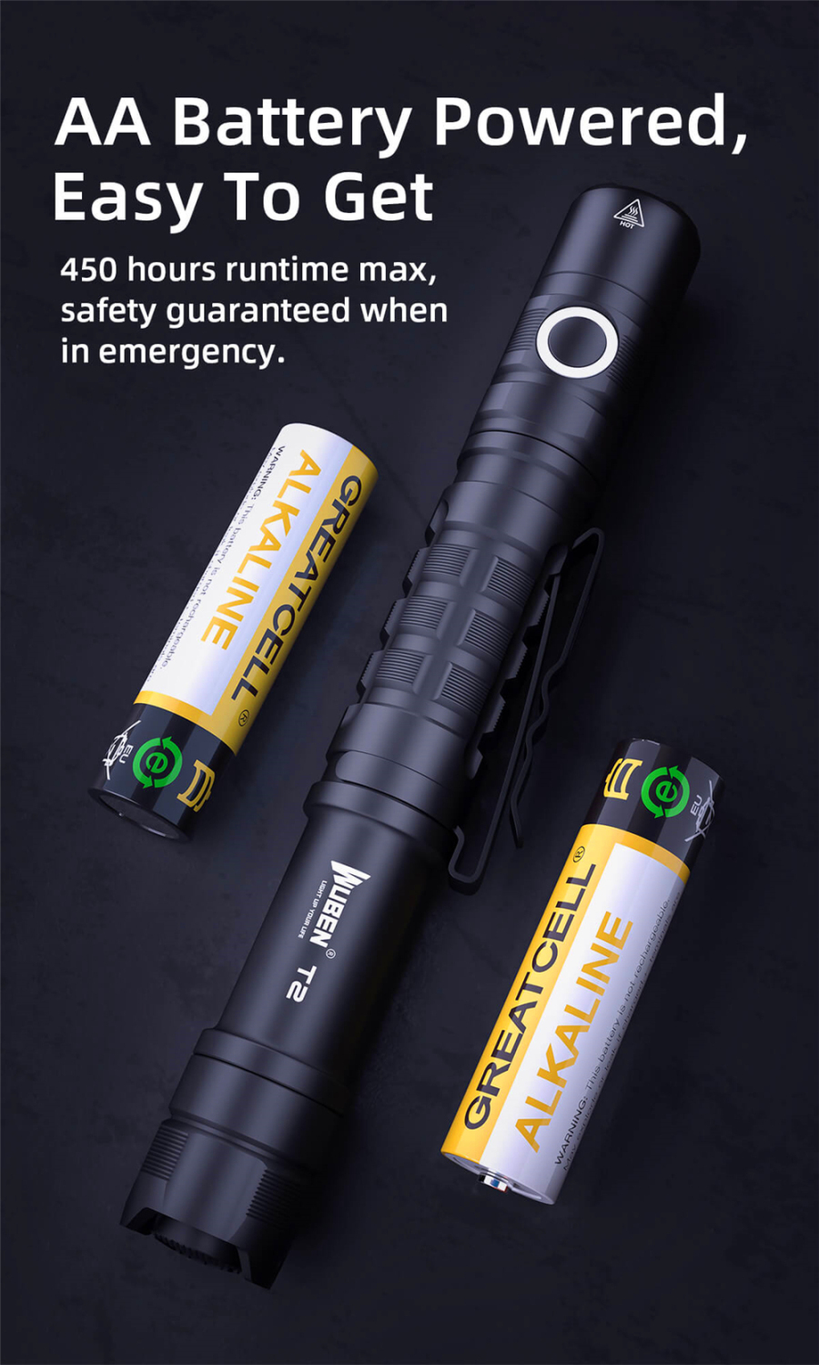 Best WUBEN T2 OSRAM P9 6500K LED 550 Lumens Tactical Flashlight on sale ...