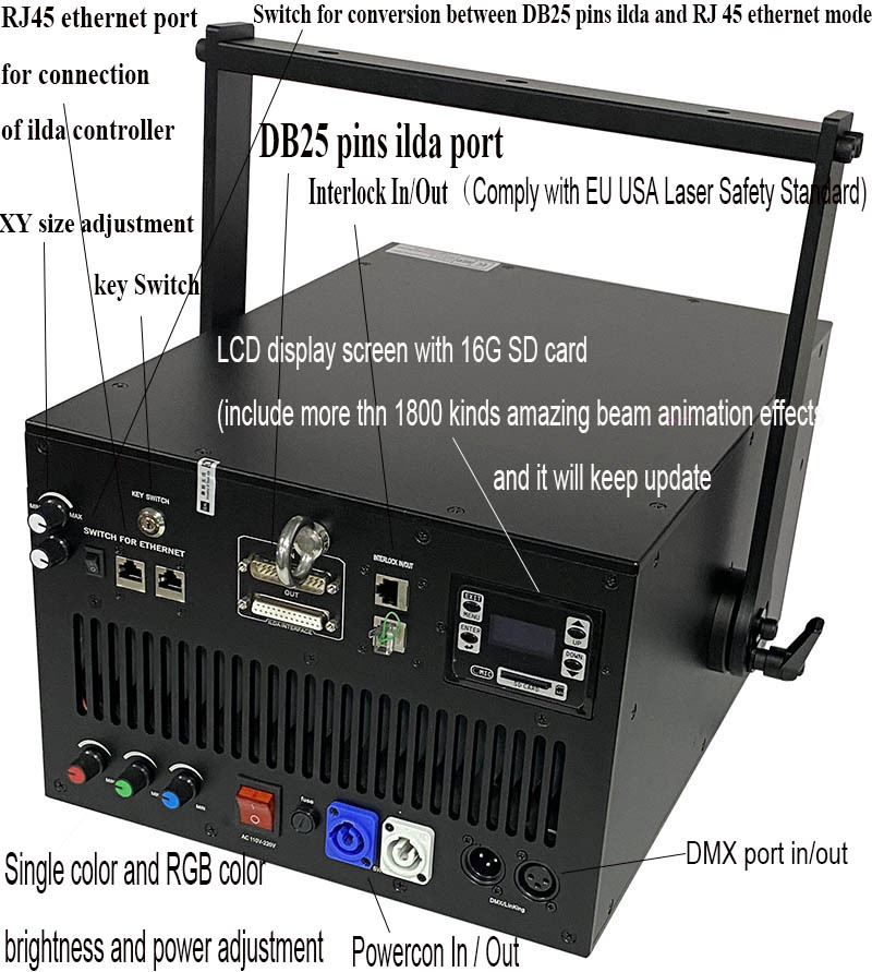 10W 20W 30W 40W 50W DMX ILDA SD Card RGB Multi Color or Single Color ...