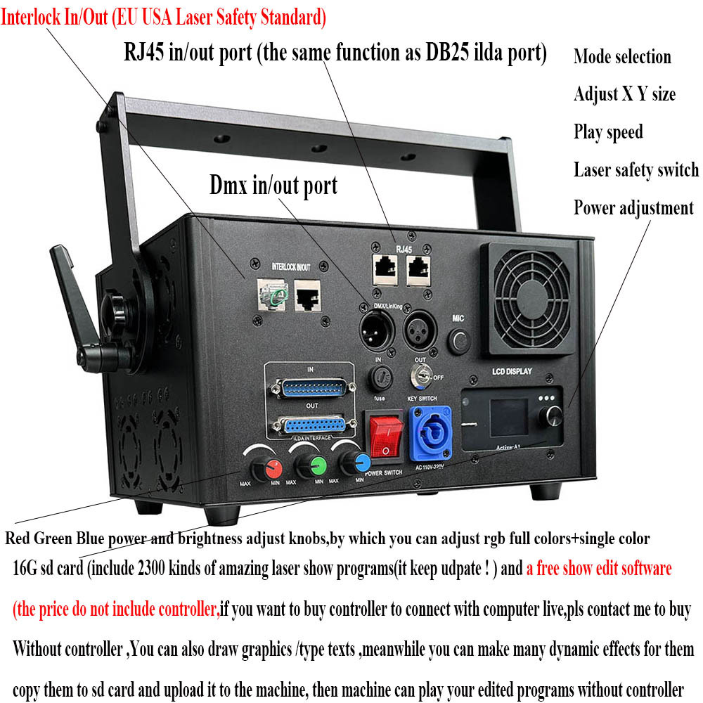 Pro 14W Ilda Dmx SD Card Text Animation Laser Projector Rgb Laser with ...