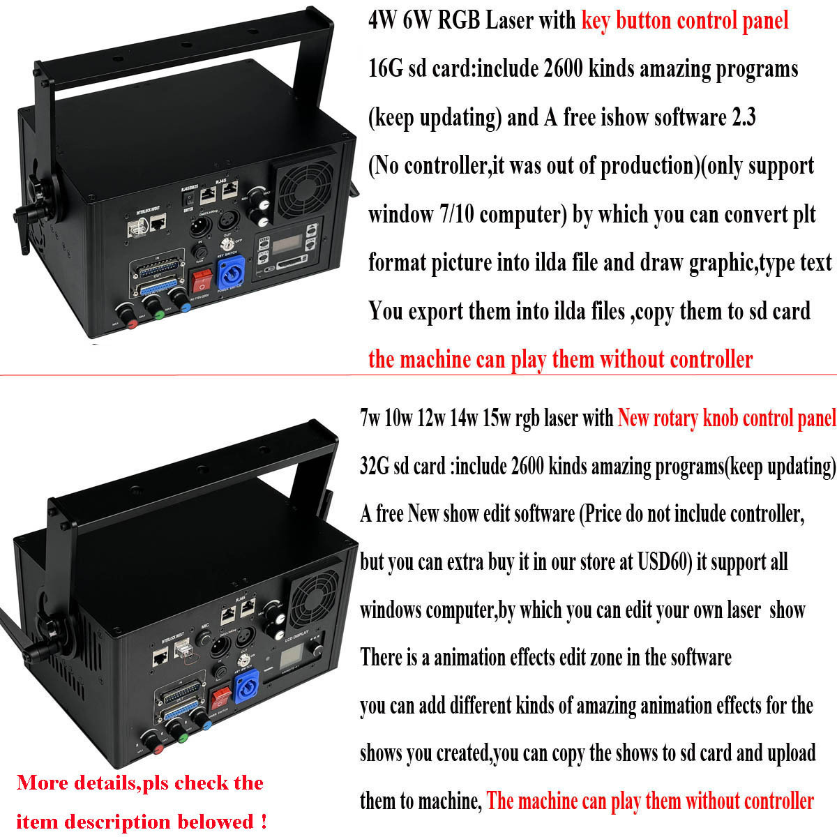 4W 6W 7W 10W 12W 14W 15W Ilda Dmx SD Card Text Animation Laser ...
