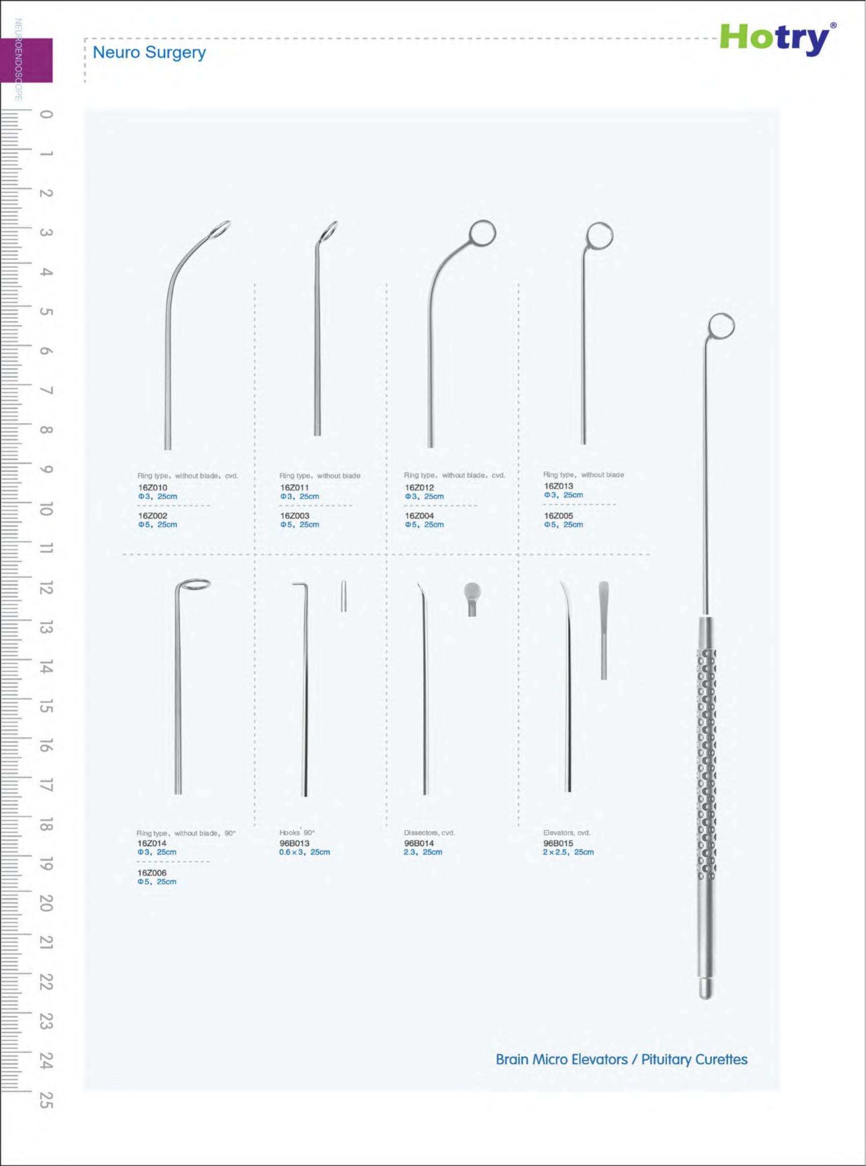 HOTRY Brain Micro Elevators/Pituitary Curettes Micro tumor Instruments