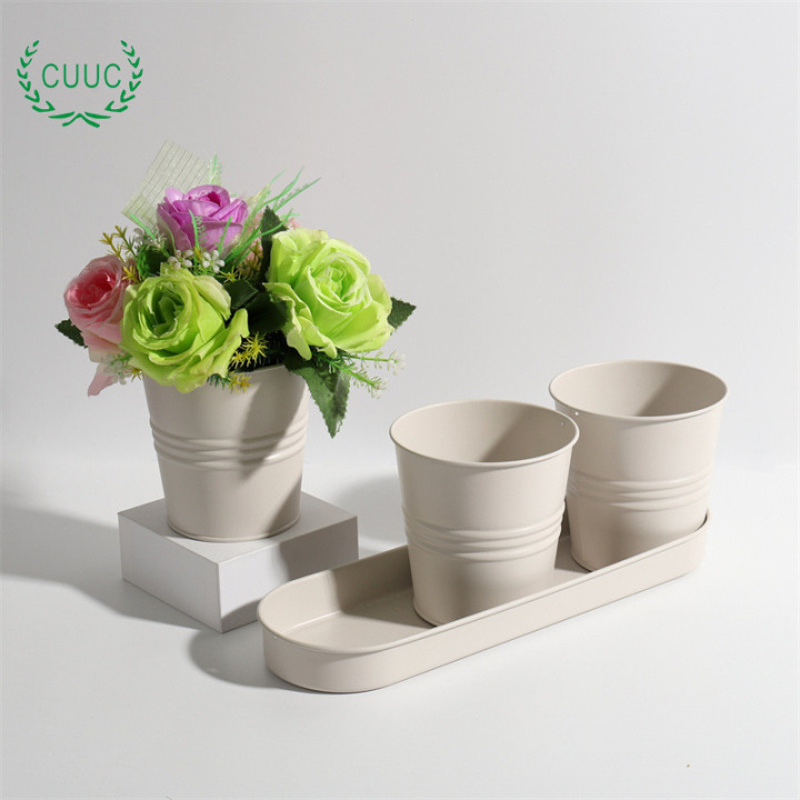 2022 Newest Round Zinc Herb Pot | Tray Sets | Garden Planters