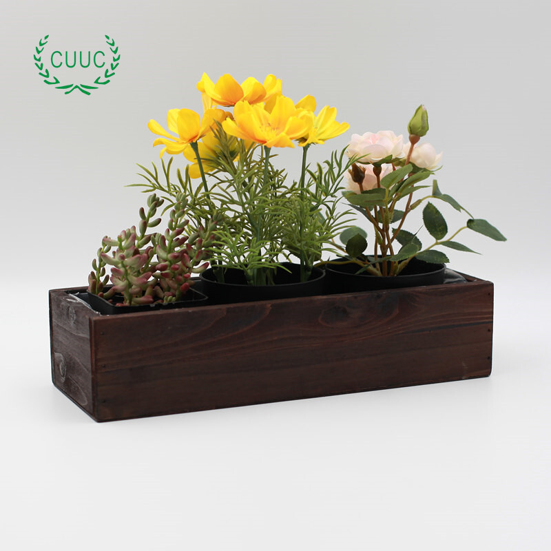 Rectangle Garden Planters Wood Pot for Outdoor