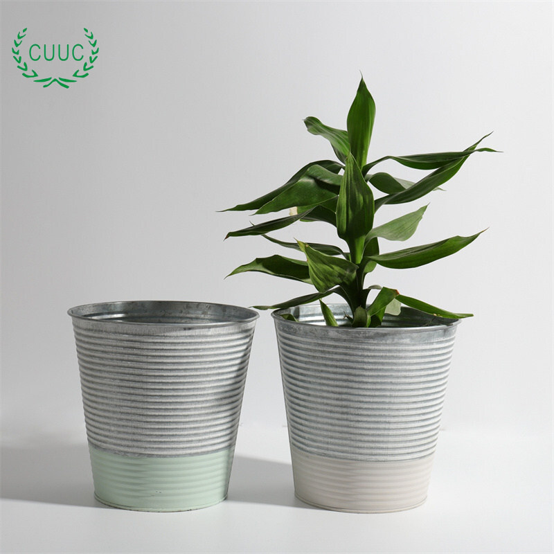 Ribbed Galvanised Zinc Window Box Planters Flower Pot