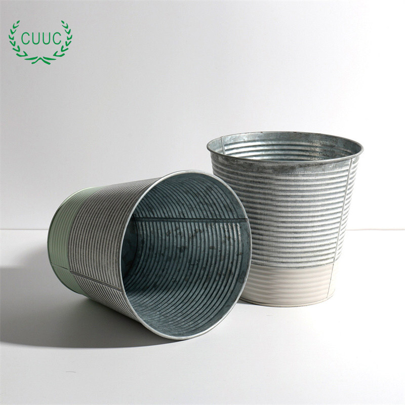 Ribbed Galvanised Zinc Window Box Planters Flower Pot