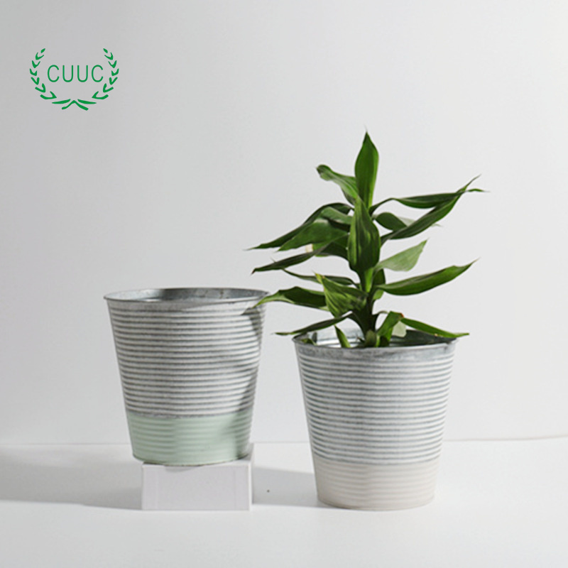 Ribbed Galvanised Zinc Window Box Planters Flower Pot