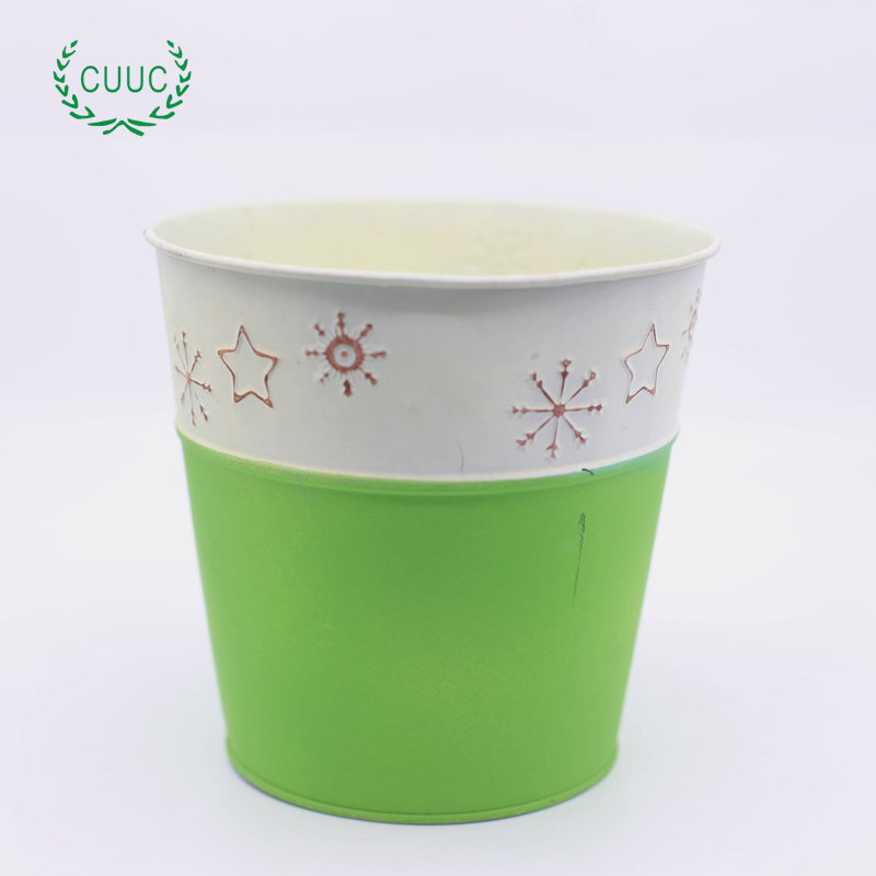 Outdoor Galvanized Xmas Metal Planter Pots | Xmas Buckets