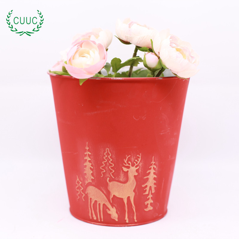Outdoor Galvanized Xmas Metal Planter Pots | Xmas Buckets