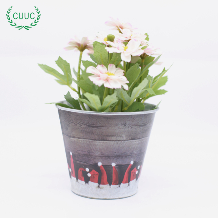 Outdoor Galvanized Xmas Metal Planter Pots | Xmas Buckets
