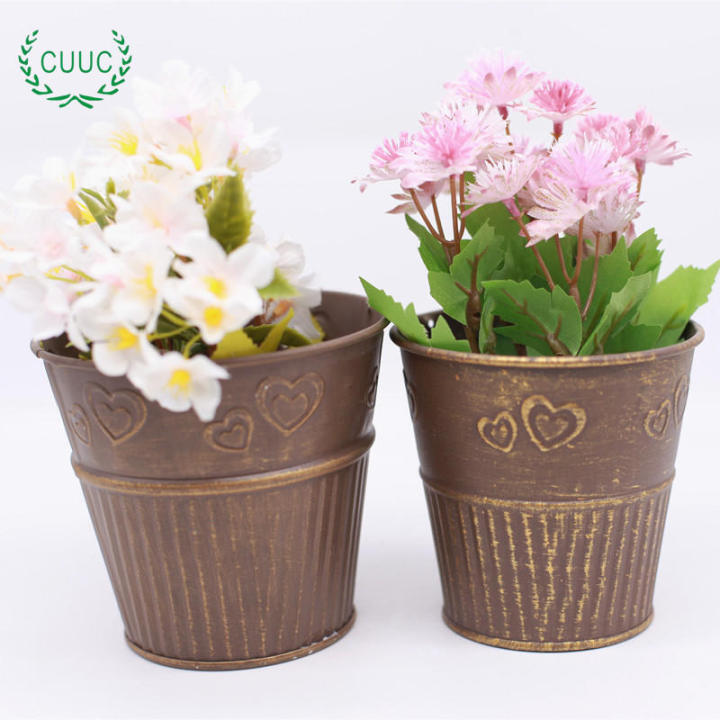Galvanised Heart Shape Planters Flower Pot