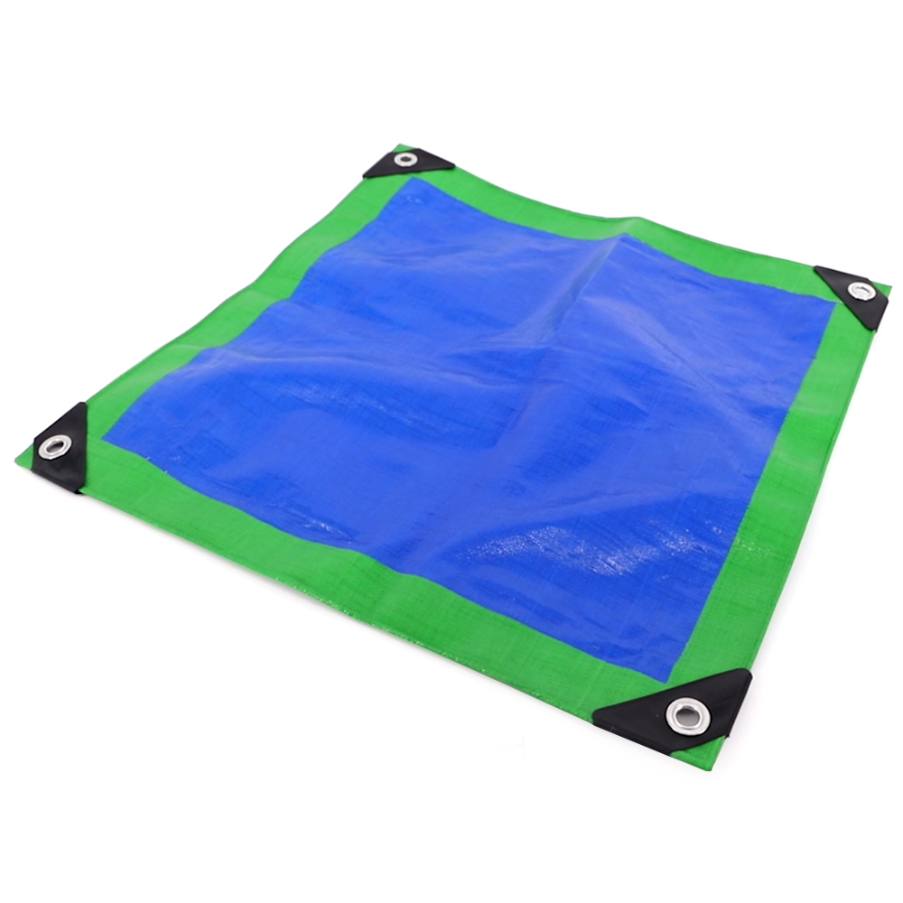 Green/blue waterproof PE Tarpaulin with black reinforced cornersPE Tarpaulin | waterproof poly ...