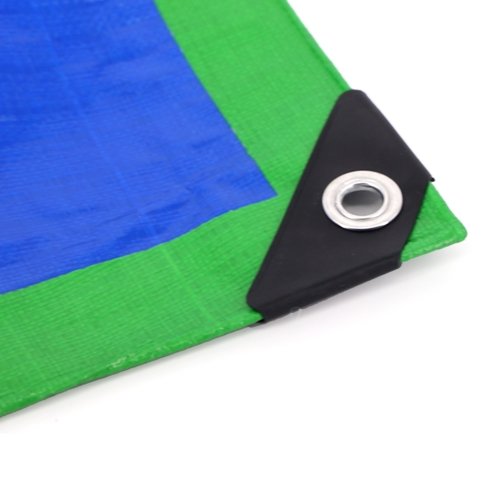 Green/blue waterproof PE Tarpaulin with black reinforced cornersPE Tarpaulin | waterproof poly ...