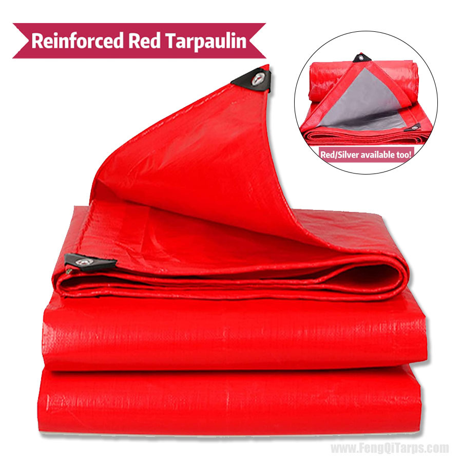 Reinforced red PE tarpaulin red/silver poly tarp in hot salePE Tarpaulin | waterproof poly tarp ...