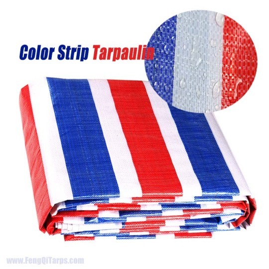 Red, blue, white colorful striped tarpaulin waterproof protection PE ...