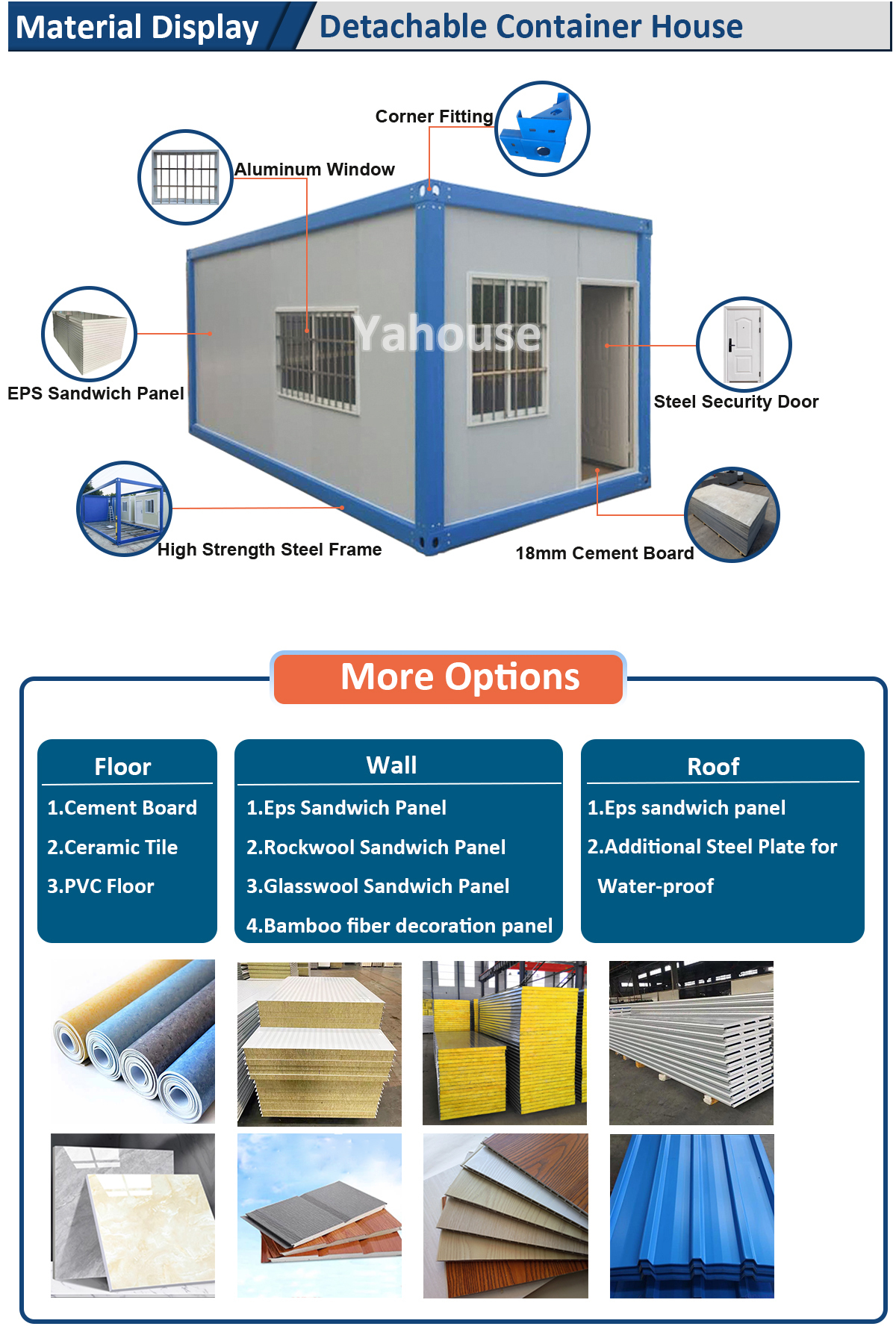 Two story easy to install glass exterior container prefabricated house ...