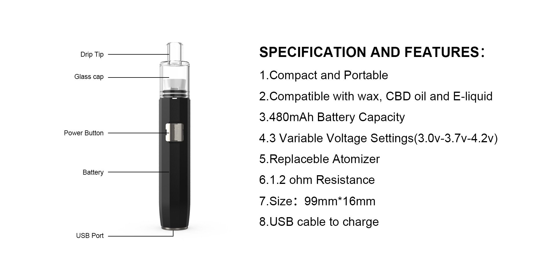 Beleaf Wholesale WAX PEN Battery Capacity 500mAh Variable Voltage ...