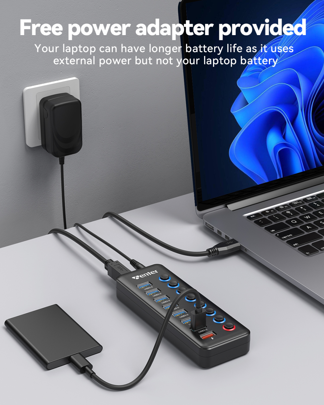 Powered USB Hub 3.0, Wenter 8-Port USB Splitter Hub (7 Faster Data ... Powered USB Hub 3.0, Wenter 8-Port USB Splitter Hub (7 Faster Data ...