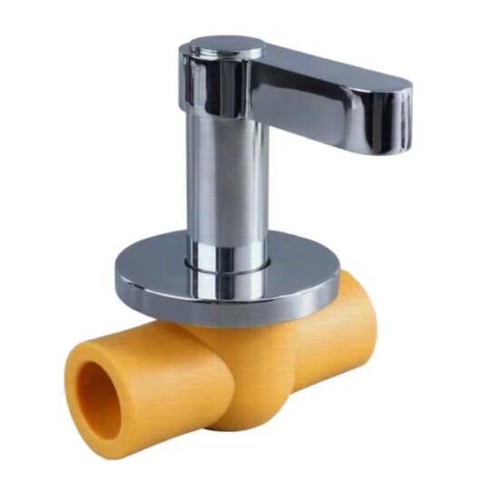 Yellow Color PPR Stop Valve Longer Handle PPR Gate Valve Brass Stop ...