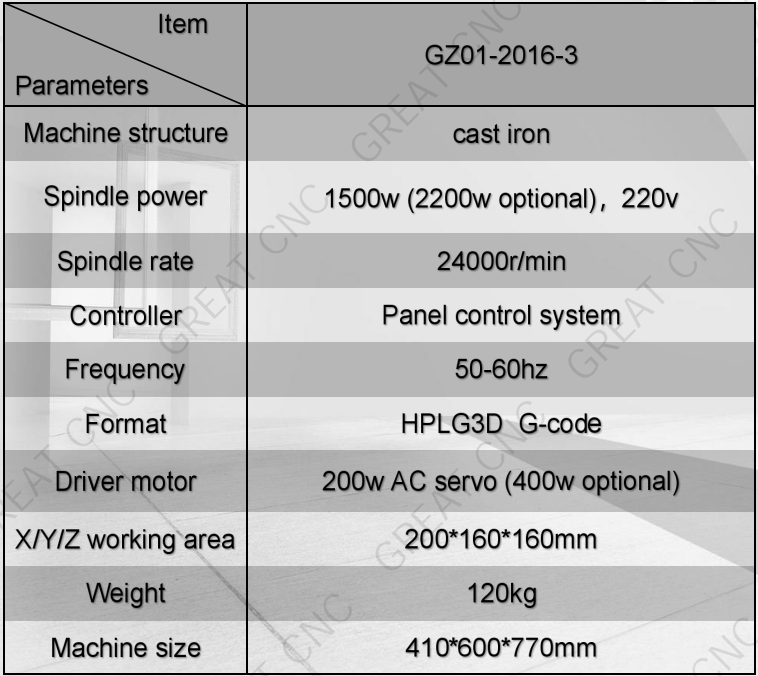 GZ01-2016-3 CNC mini desktop 3 axis milling and engraving machine