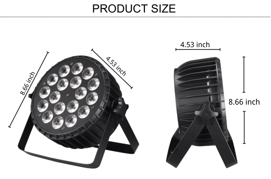 BECEN 18x18W RGBWA UV 6in1 Led Slim Par Light For Disco Show Concerts Party