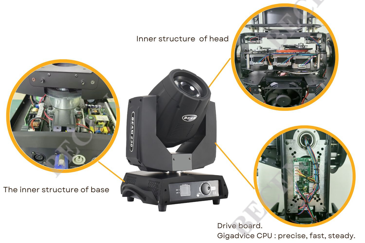 Black 230W 7R Beam Moving Head Lights 8+16 prisms RDM Support