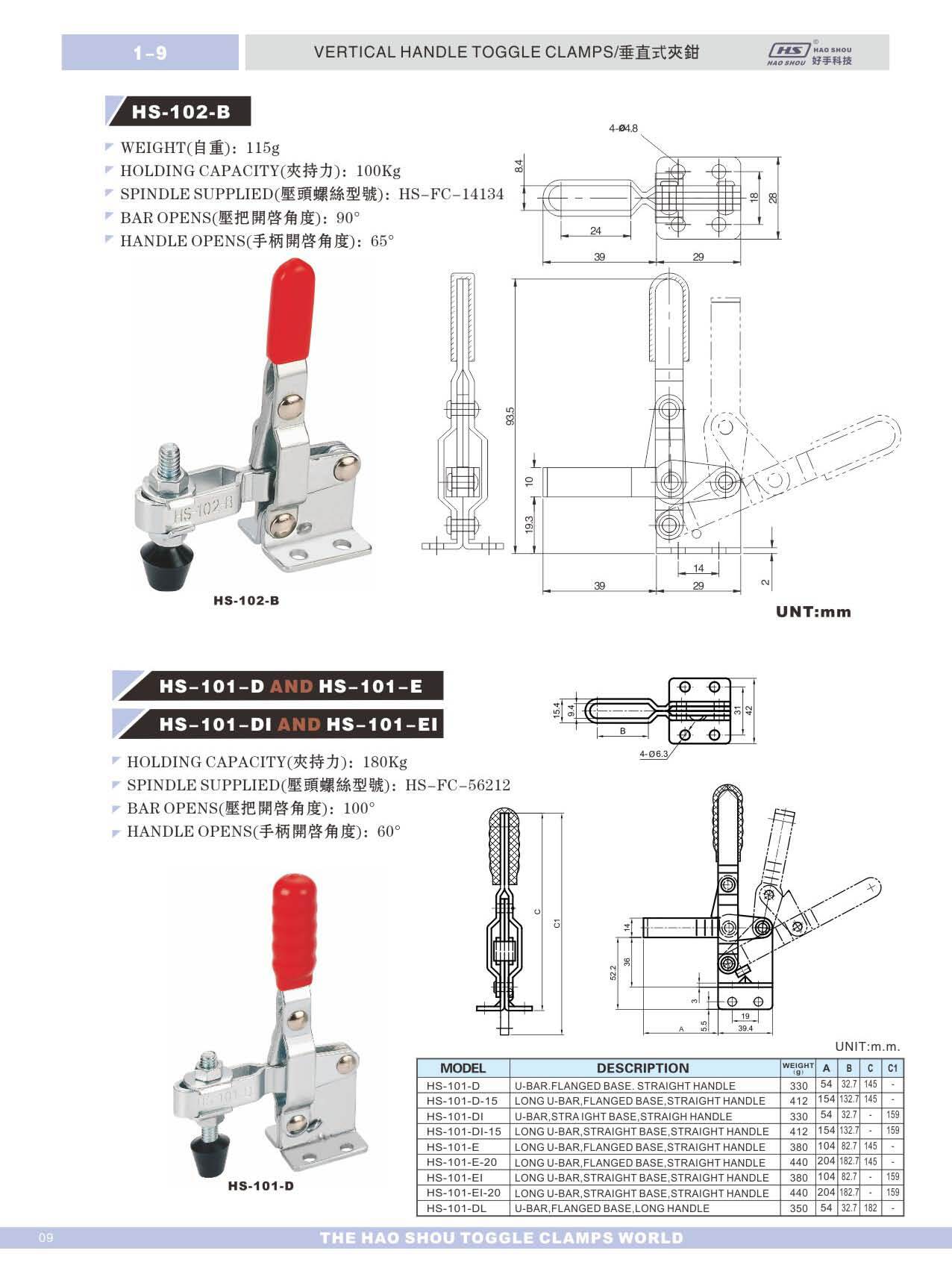 Vertical Handle Toggle Clamp HS-101-EI Quick Release Clamp Fixture and ...