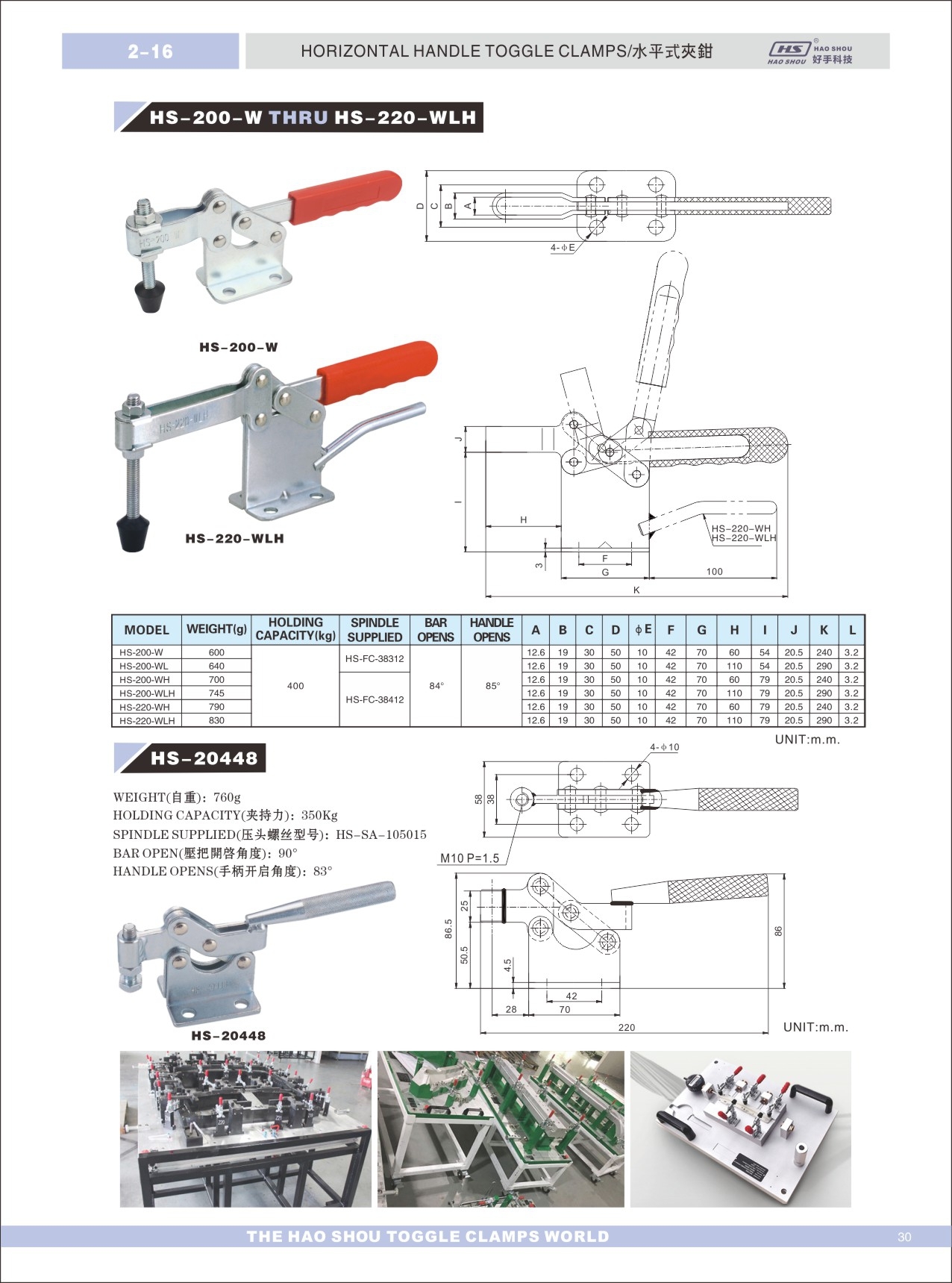 Horizontal Handle Toggle Clamp HS-200-WLH adjustable toggle clamp quick ...