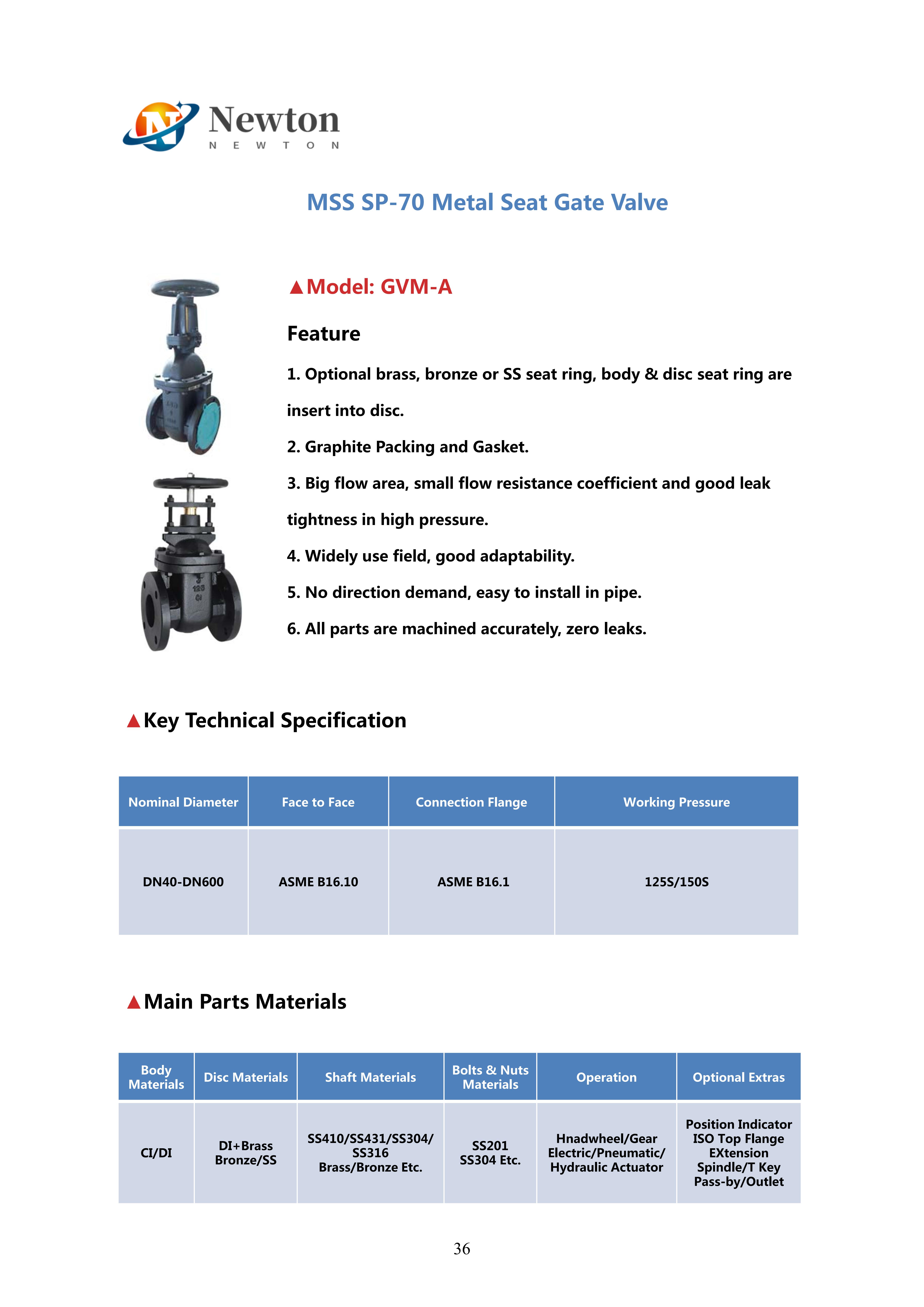 MSS SP-70 Metal Seat Gate Valve