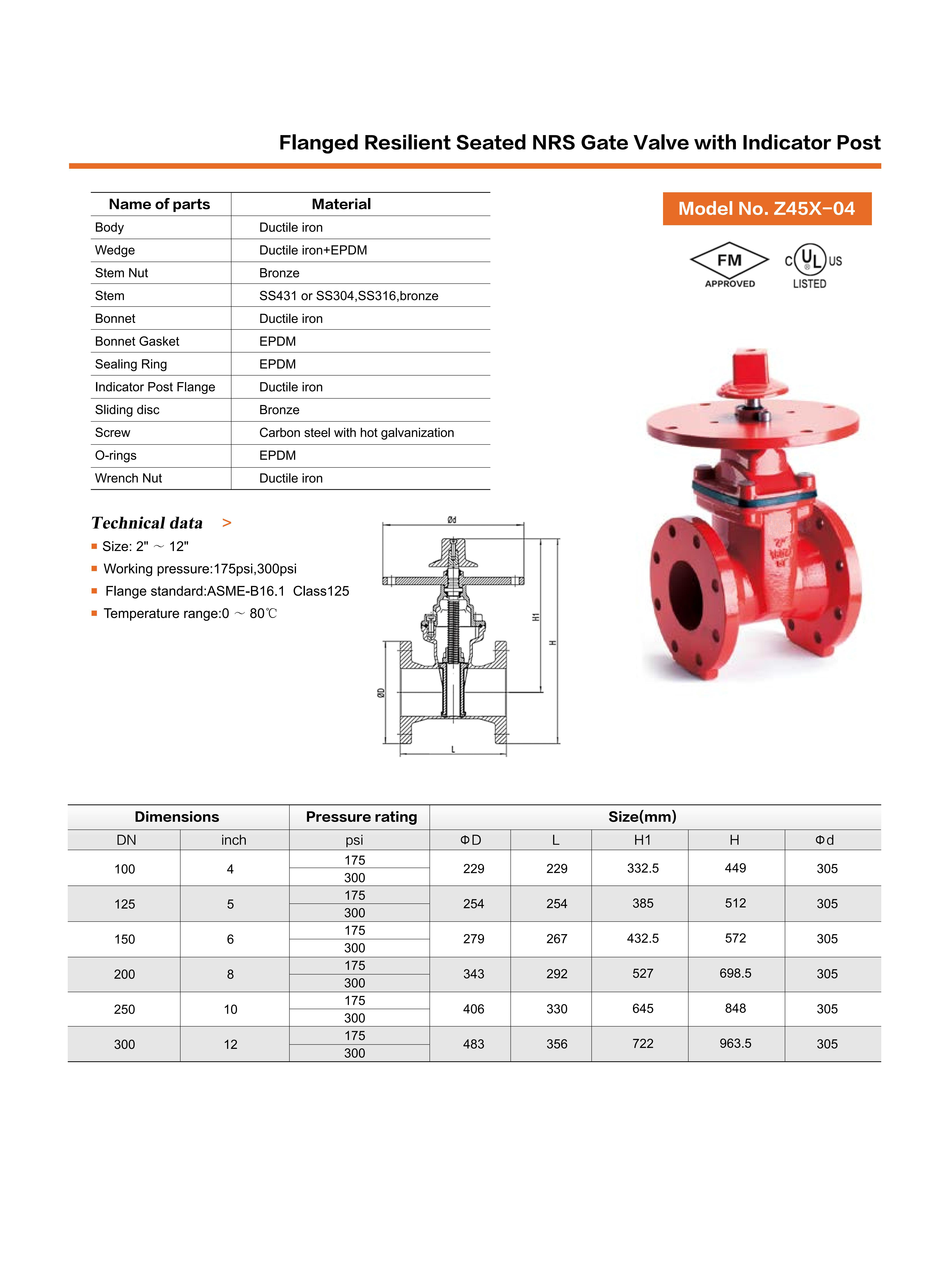 Flanged Resilient Seated NRS Gate Valve with Indicator Post