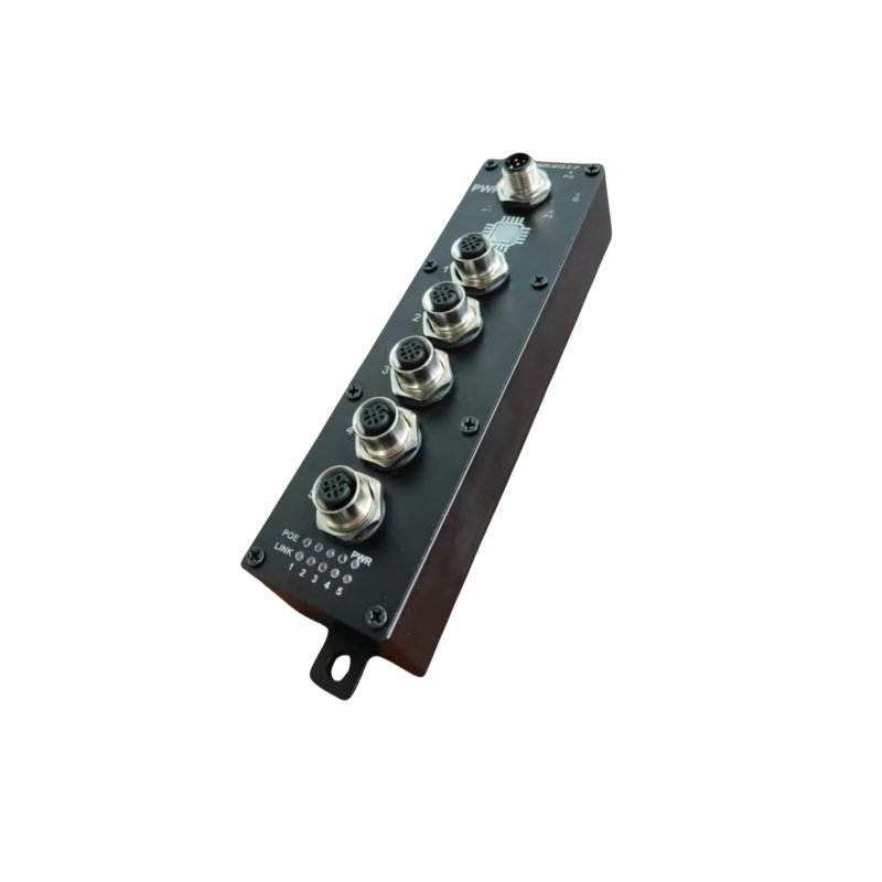 5 Port 10/100M M12 Industrial PoE Switch (EL1050FP-M12), IP40,EN50155