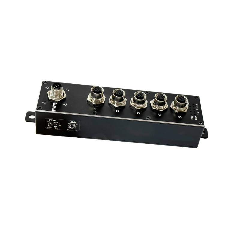 5 Port 10/100M M12 Industrial PoE Switch (EL1050FP-M12), IP40,EN50155