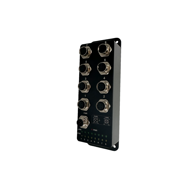 8 Port 10/100M M12 vehicles Industrial PoE Switch (EL1080FP-M12), IP40 ...