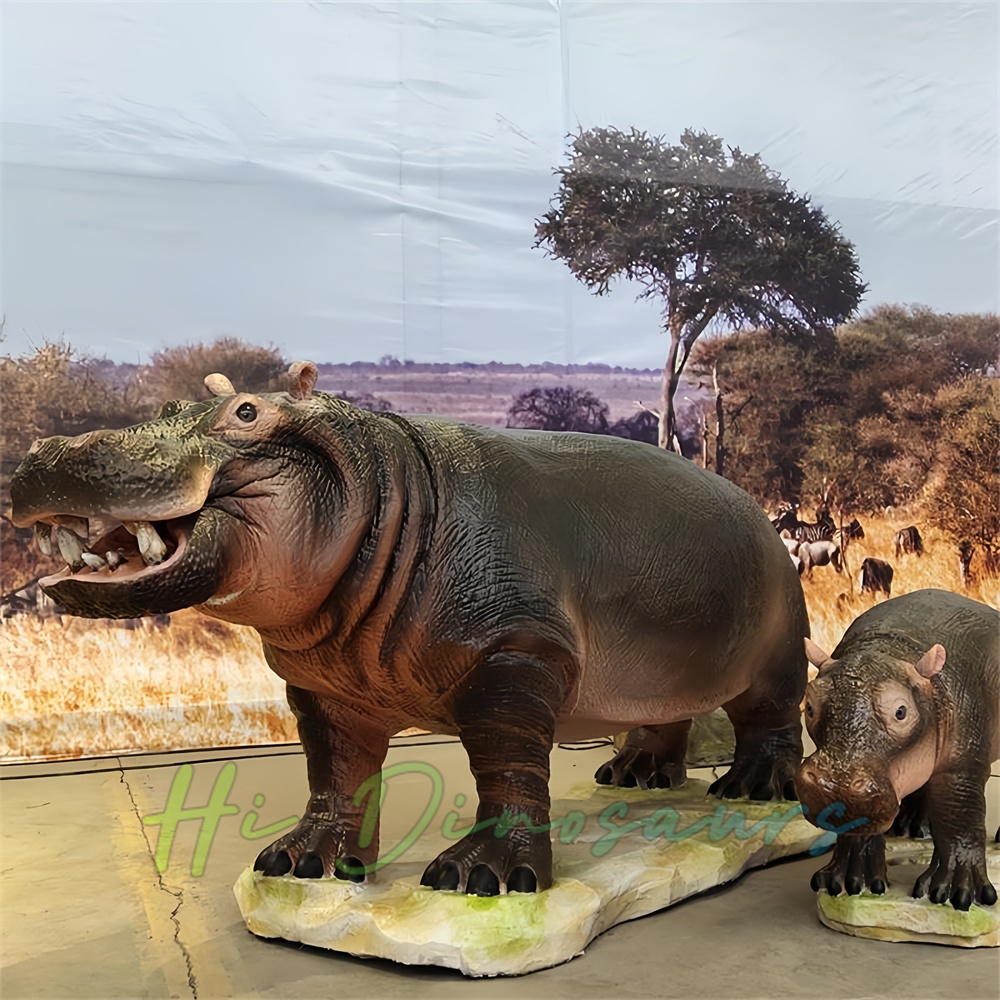 Jungle Animals Life Size Animatronic Hippopotamus Family | Hi Dinosaurs
