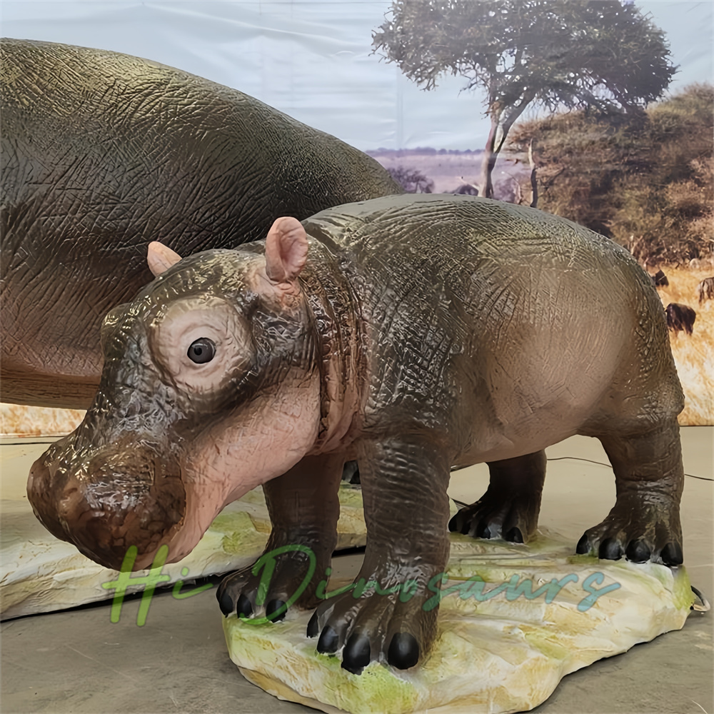 Jungle Animals Life Size Animatronic Hippopotamus Family | Hi Dinosaurs