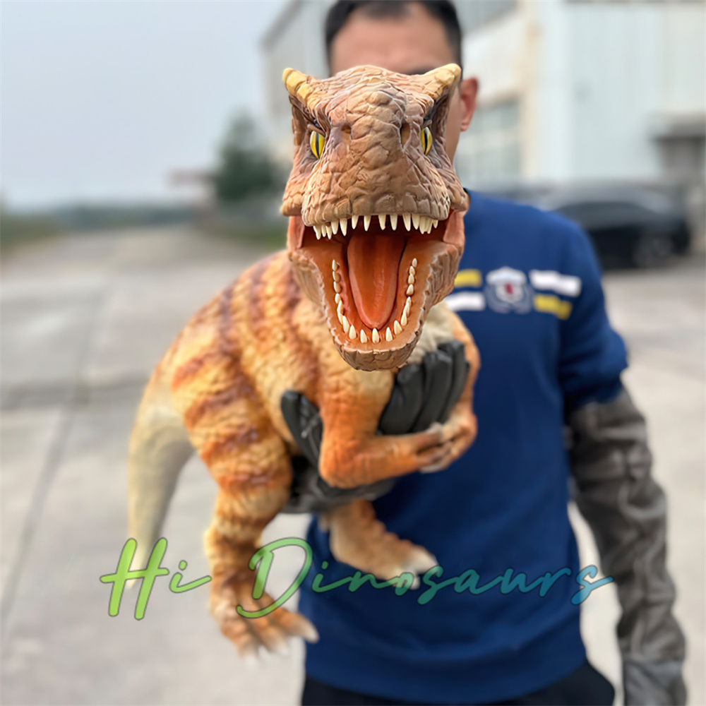 Lifelike Baby Dinosaur Orange T-rex Puppet | Hi Dinosaurs