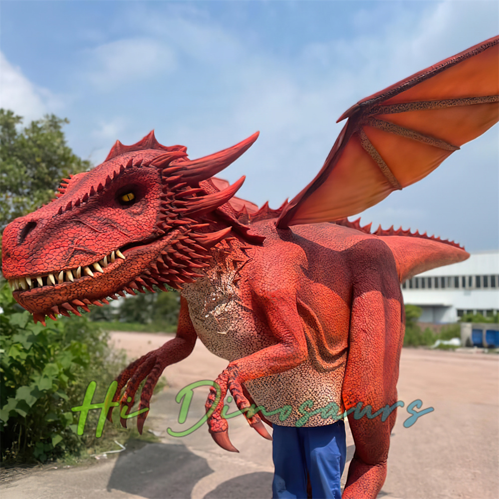 Red Visible Legs Dragon Costume | Hi Dinosaurs