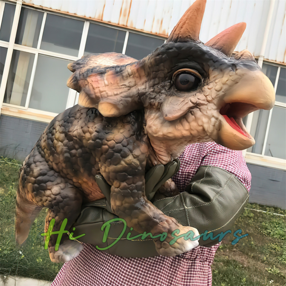 Cute Triceratops Life Size Dinosaur Toy Puppet | Hi Dinosaurs