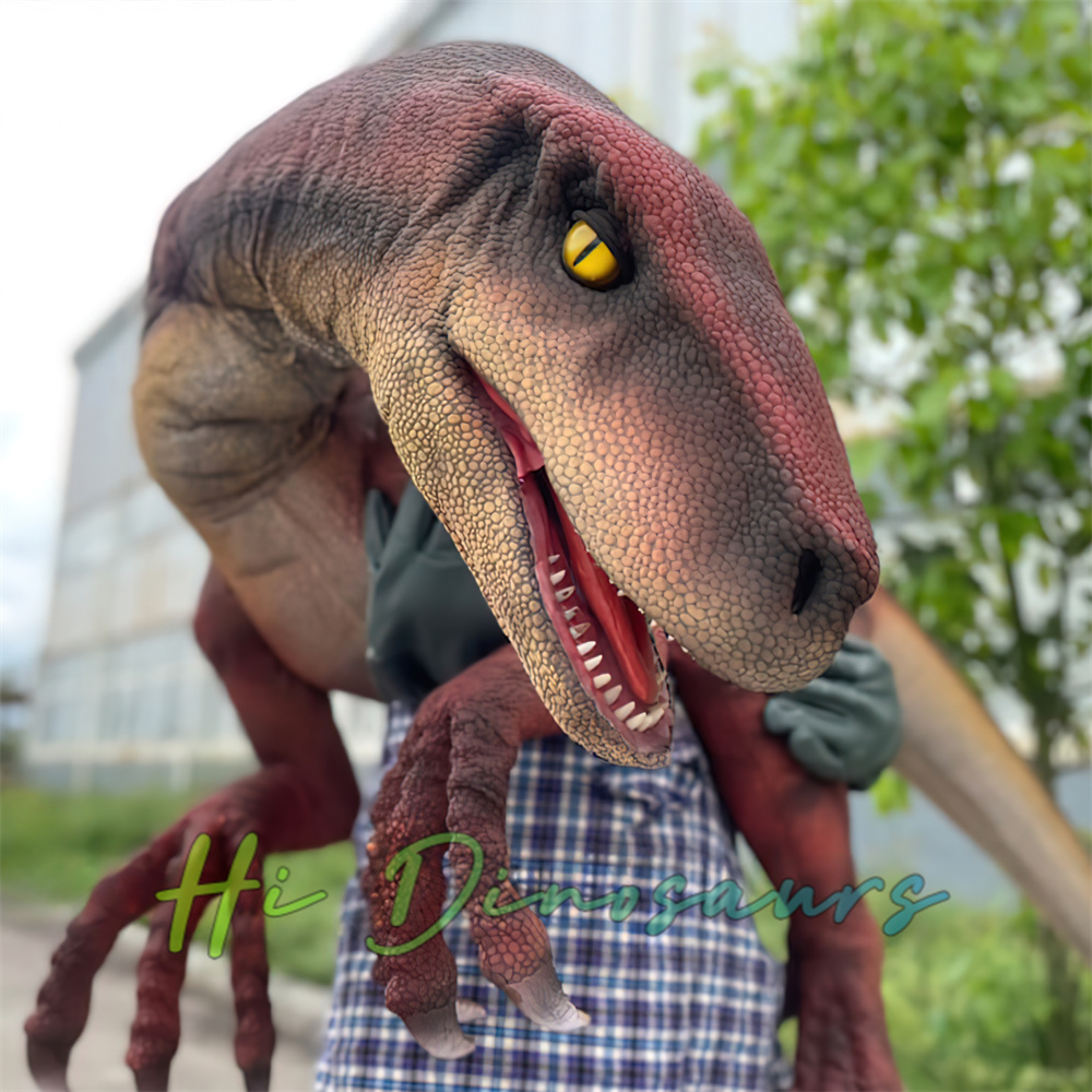 Vivid Jurassic Park Raptor Puppet On Shoulder | Hi Dinosaurs