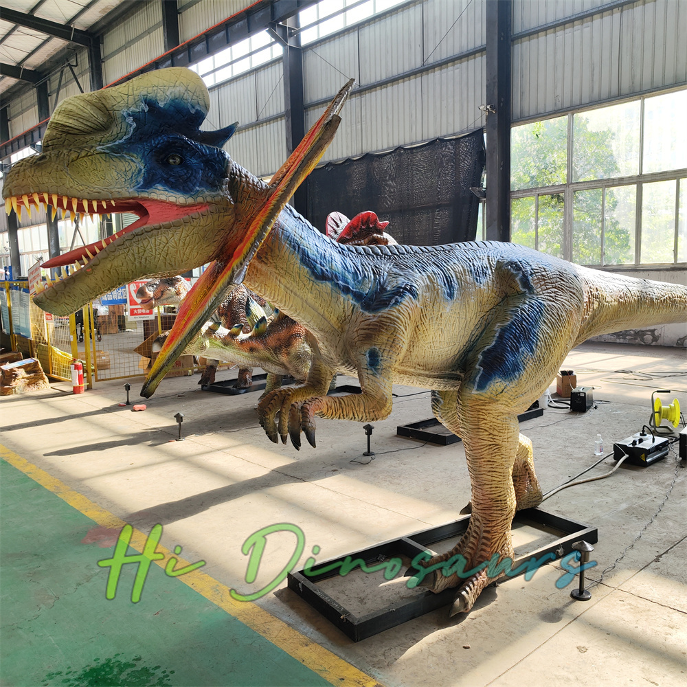 Jurassic theme Park Life Size Dilophosaurus Animatronic Dinosaur Model ...