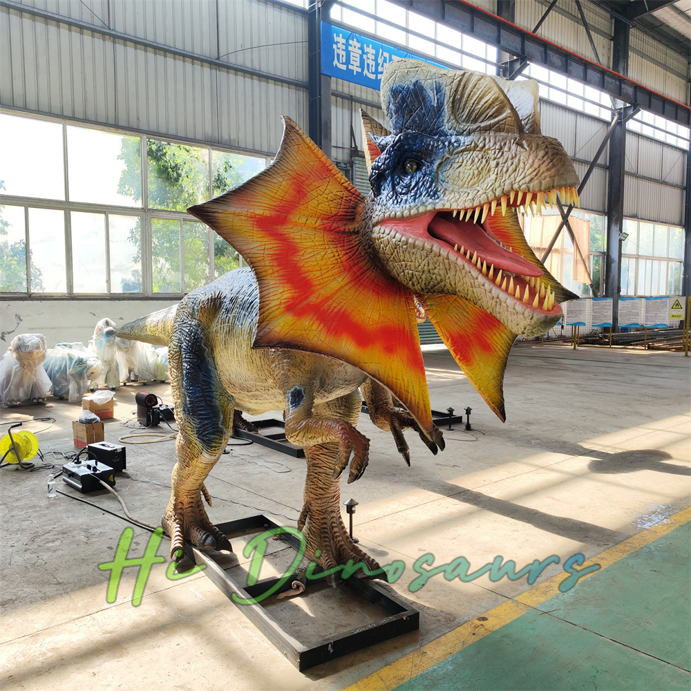 Jurassic theme Park Life Size Dilophosaurus Animatronic Dinosaur Model ...