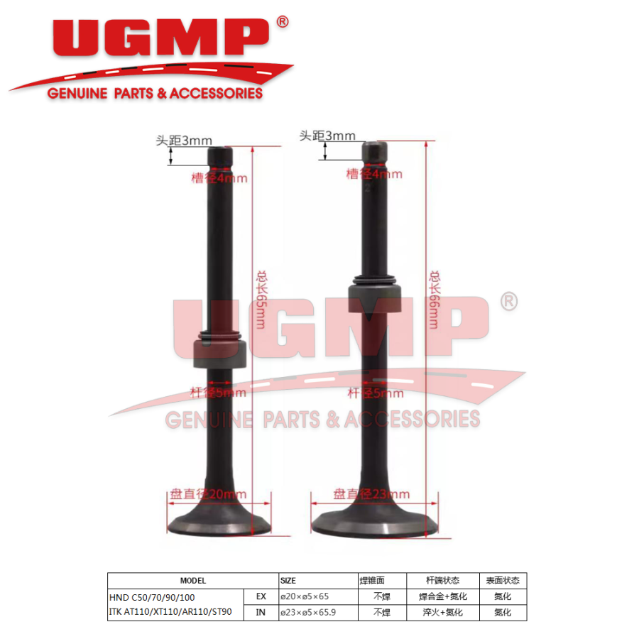 VALVES SET HONDA C70 C90 C100 C110 GN5 GF6 ST70 ST90 AT110 AKT100 110