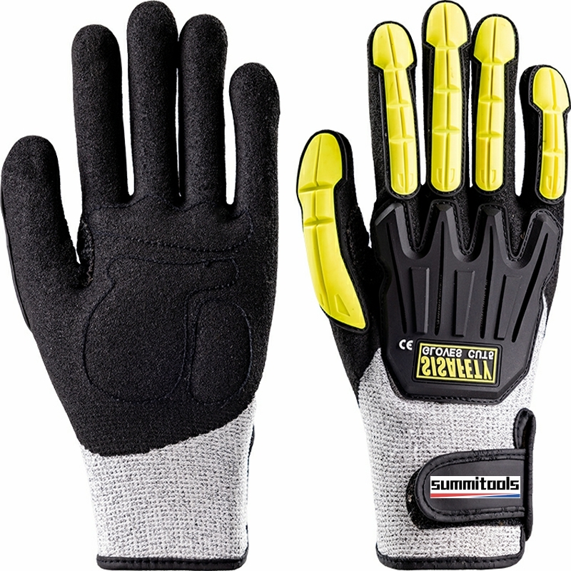 Anti-impact gloves HPPE cut resistance nitrile dipped safety work gloves